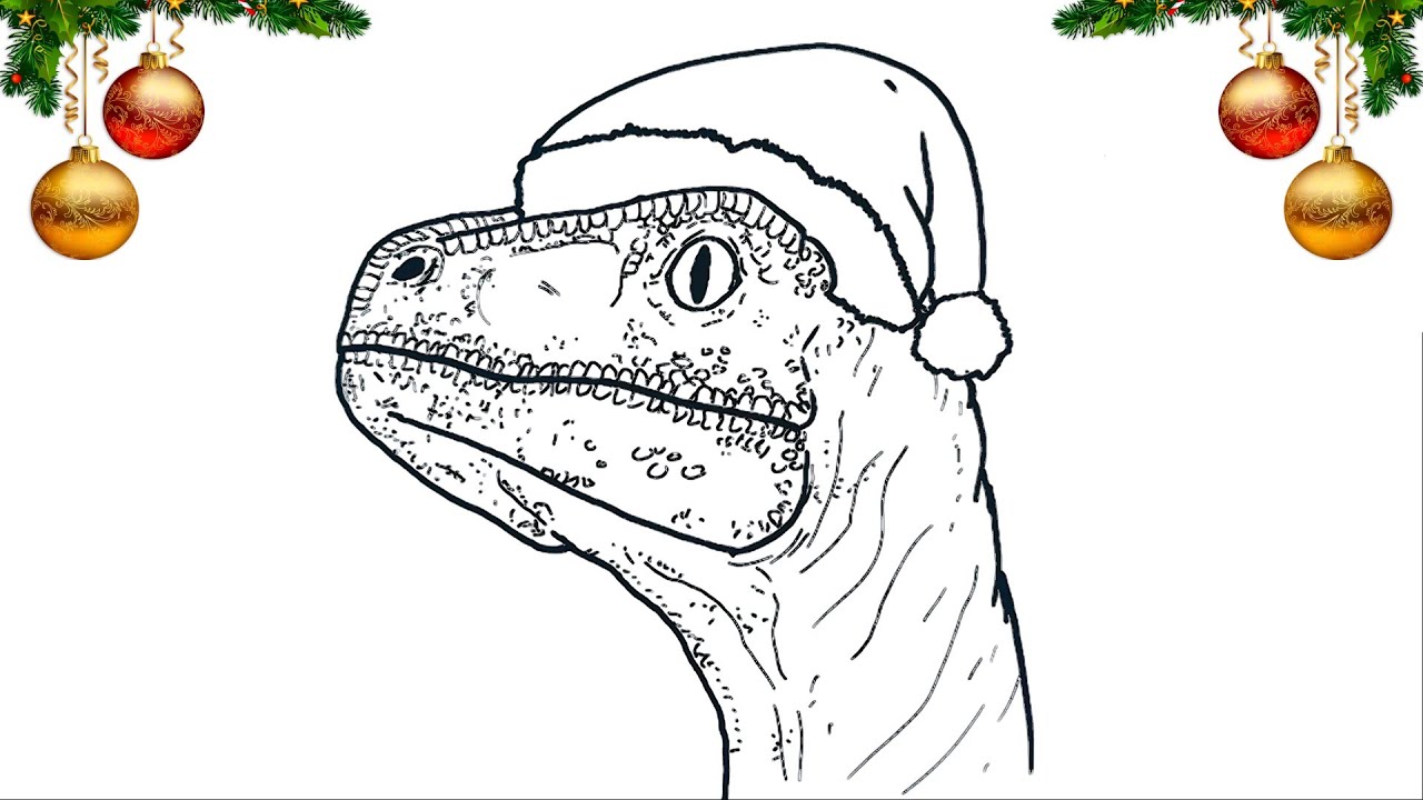 How to Draw a Velociraptor Beta in a Holiday Cap - YouTube