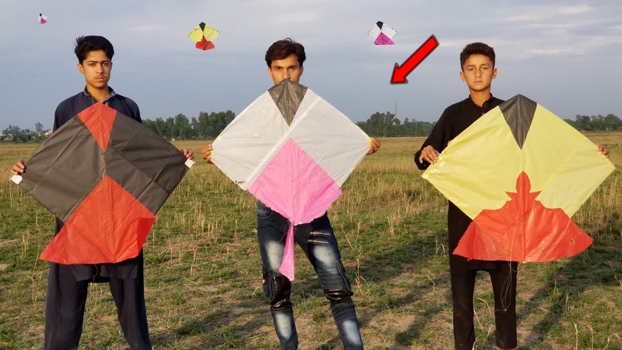 3 kite Caught in sky - Normal kite cutting - YouTube