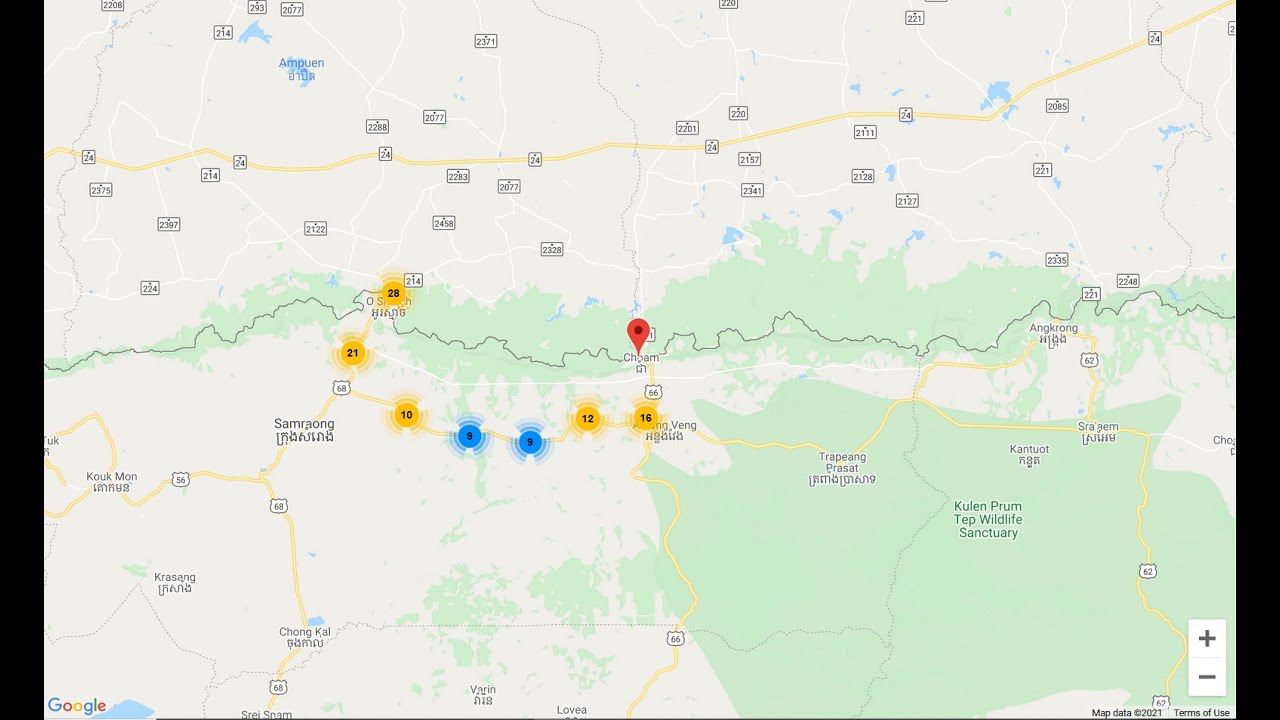 O Smach អូរស្មាច់ Chong Chom border crossing to ច្រកទ្វារព្រំដែន ...