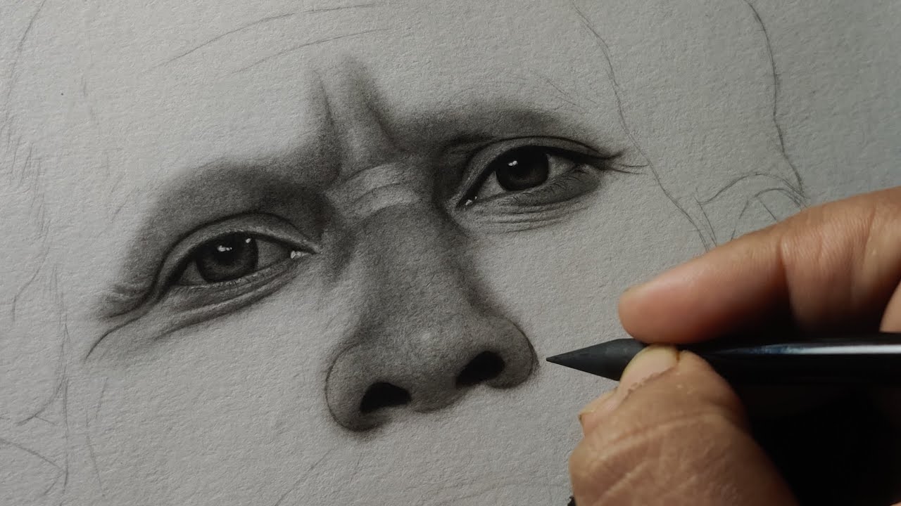 How to draw a nose with Charcoal ? Tutorial video - YouTube