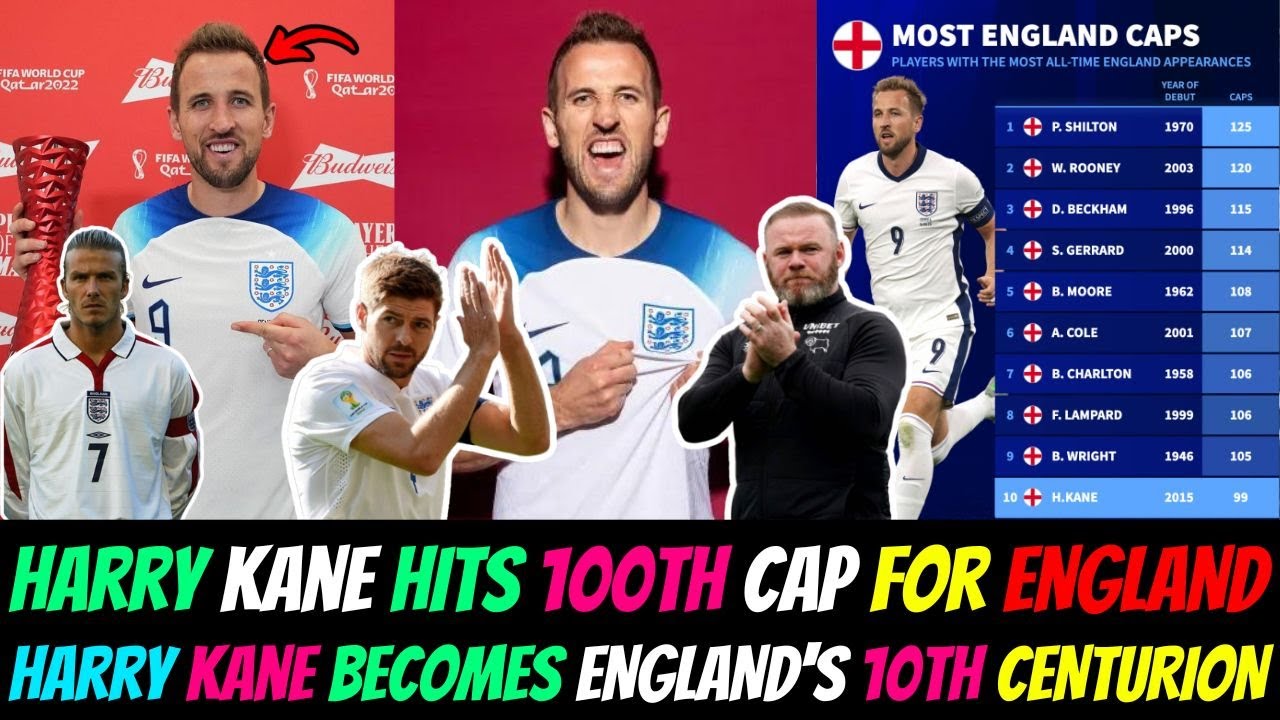 Harry Kane Hits 100th Cap For ENGLAND ! KANE Becomes ENGLAND's 10th ...