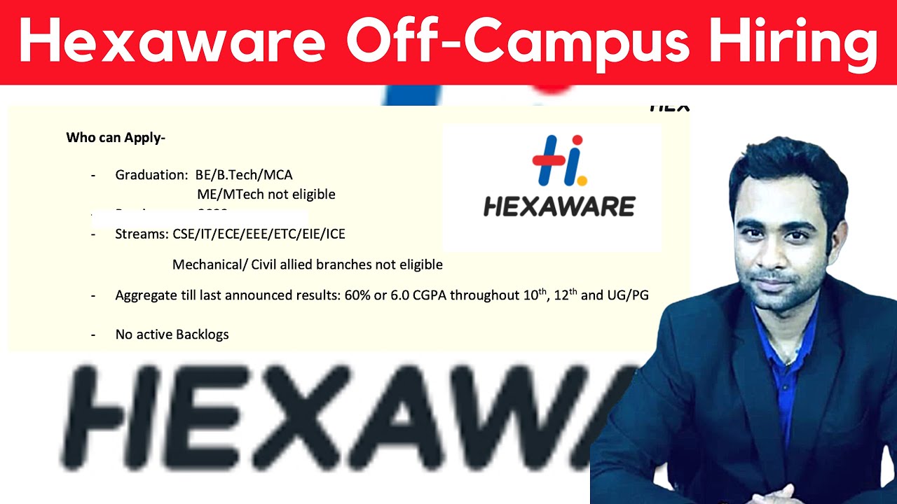 Hexaware off-campus hiring through Superset | BE. BTech. MCA | Salary 4LPA - YouTube