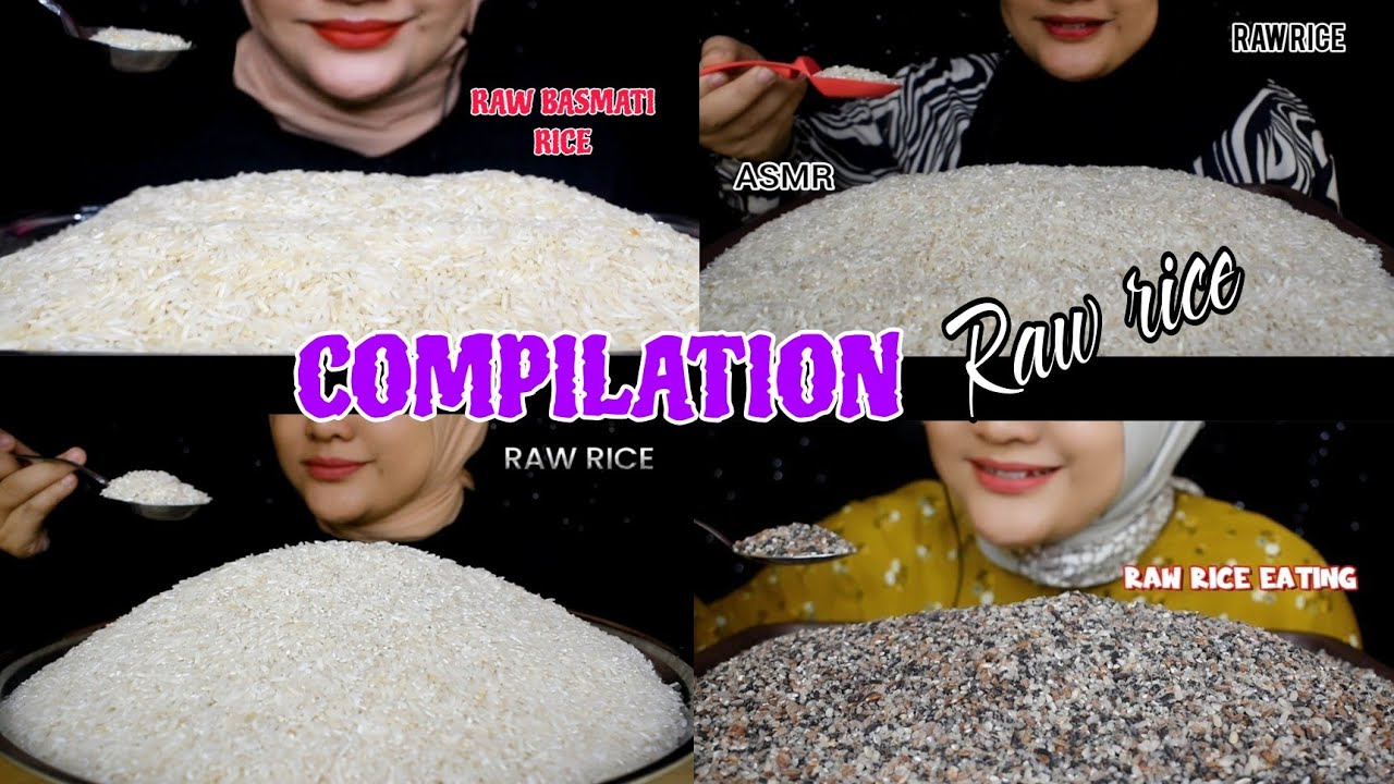 ASMR RAW RICE EATING|| COMPILATION RAW RICE EATING|| MAKAN BERAS MENTAH ...