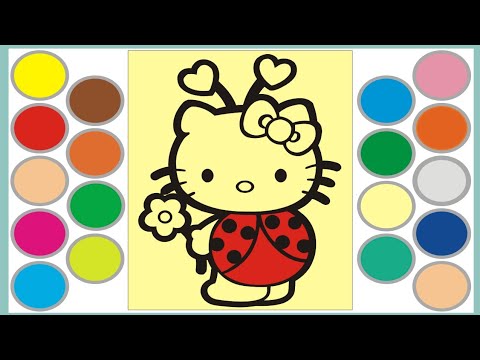 Hello Kitty Cute Ladybug Drawing,Sand Painting and Coloring For Kids ...