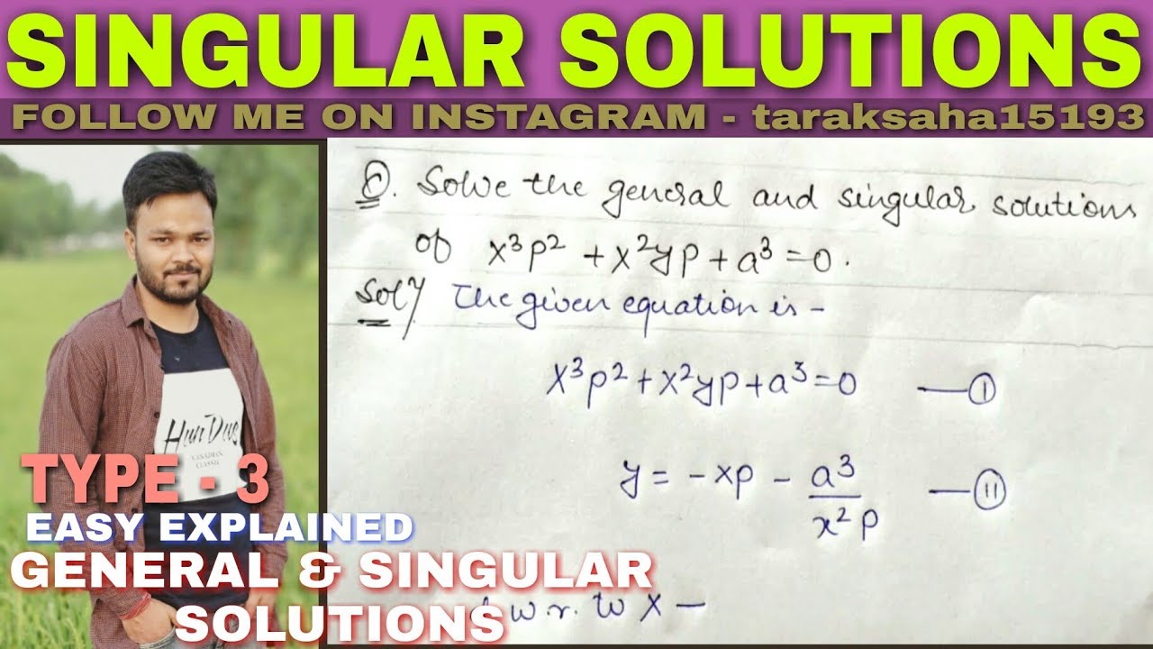 SINGULAR SOLUTION DIFFERENTIAL EQUATION IN HINDI PART 3 YouTube singular-solution-differential-equation-in-hindi-part-3-youtube