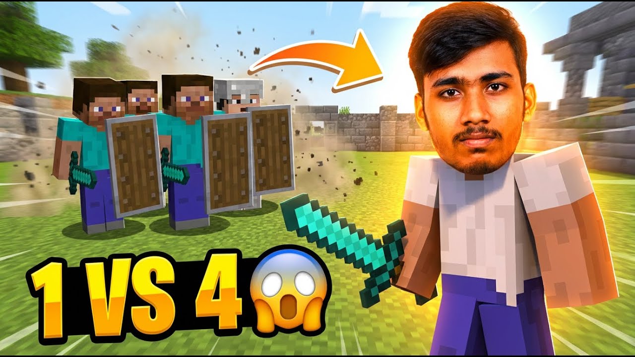 Me with Sword vs 4 Players using Hand with Shield | Who Will Win? | PvP ...