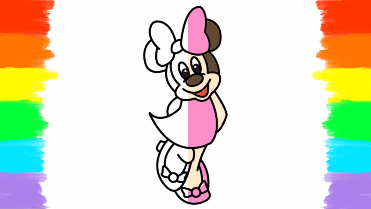 How to Draw and Color Minnie Mouse 丨 Coloring Page 🎨🤩 - YouTube