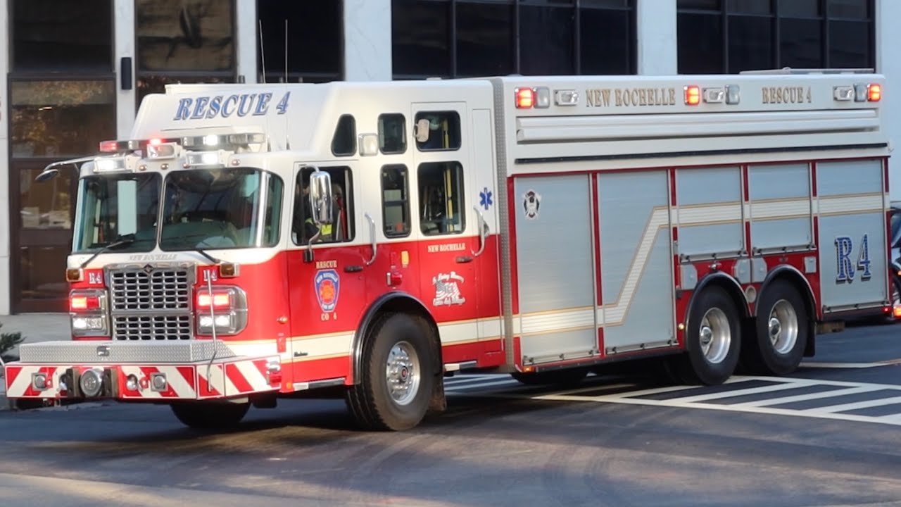 New Rochelle FD Car 2302 & Rescue 4 Responding - YouTube
