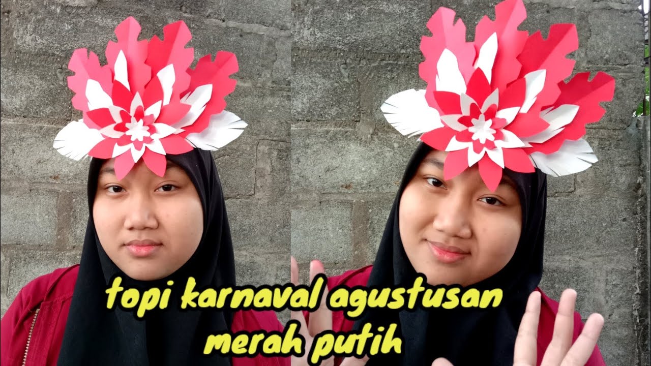 membuat topi karnaval agustusan tema merah putih - YouTube