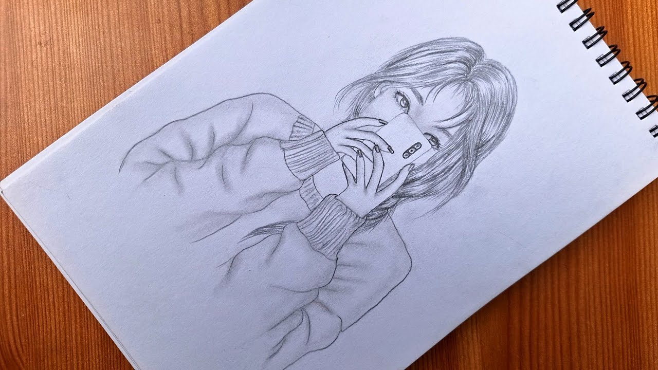 How to draw girl hiding face easy ||easy drawings ||pencil drawing # ...