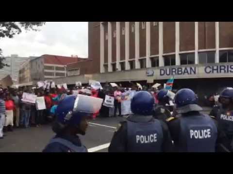 WATCH: Durban riot police use water cannon on protesting foreign ...