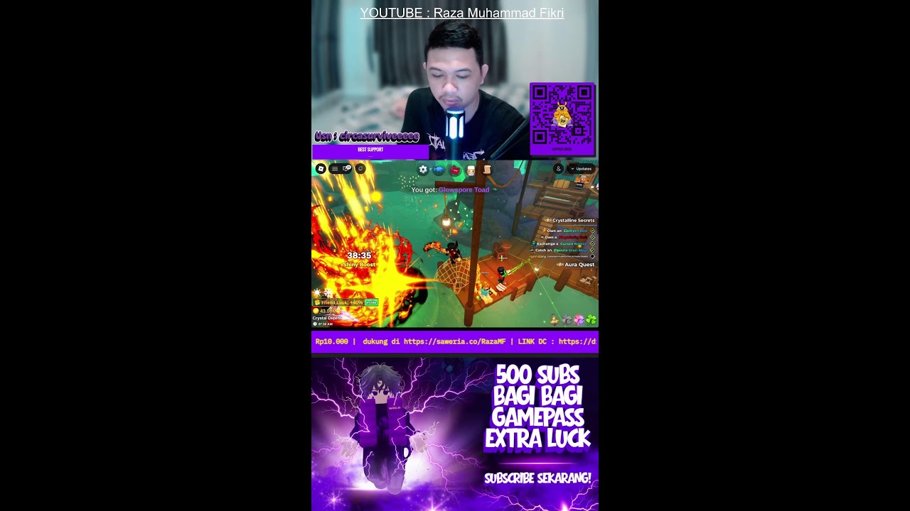 CARI IKAN MUTASI CRYSTAAL!!! 500 SUSB BAGI2 GAMEPASS EXTRA LUCK! - YouTube