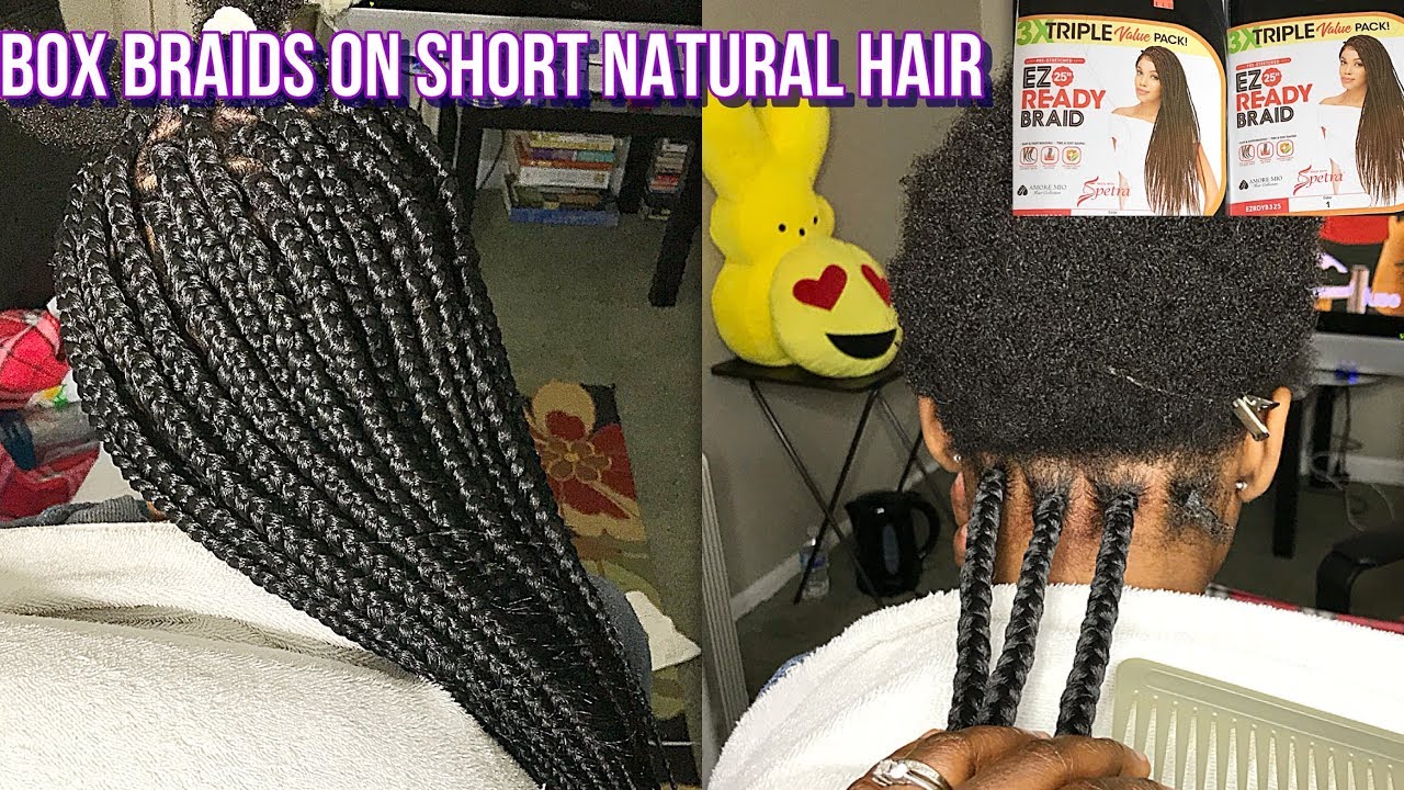 HOW TO - BOX BRAIDS ON SHORT HAIR w/ 3X EZ READY BRAID 25" - YouTube
