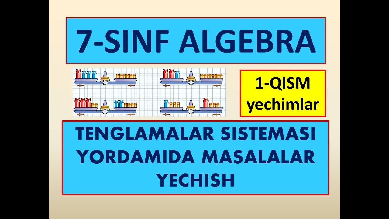 TENGLAMALAR SISTEMASI YORDAMIDA MASALALAR YECHISH. 7-SINF ALGEBRA ...