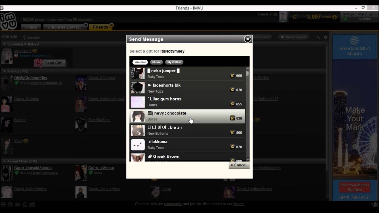 IMVU Gifting Spree! - YouTube