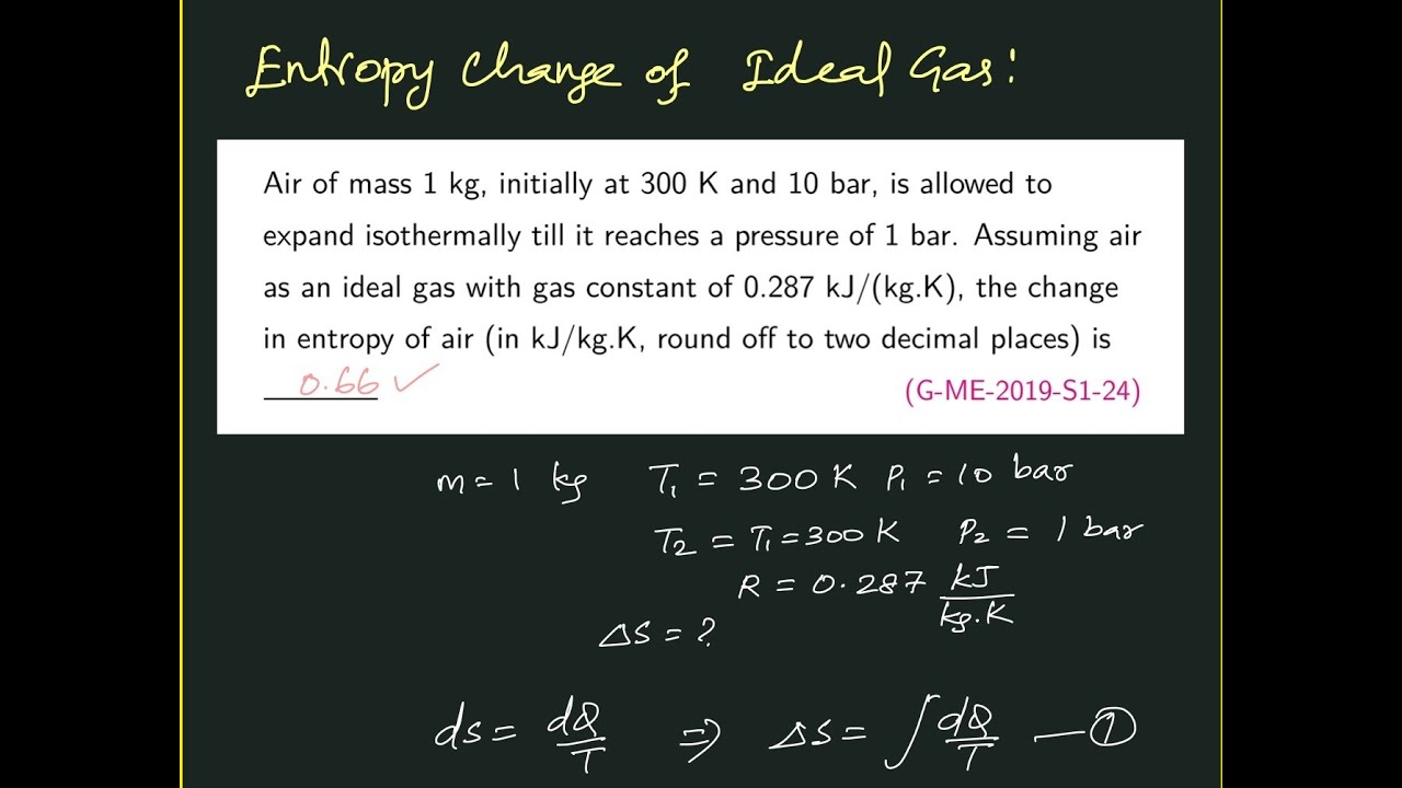Entropy Change of Ideal Gas | Second Law of Thermodynamics | GATE-XE ...