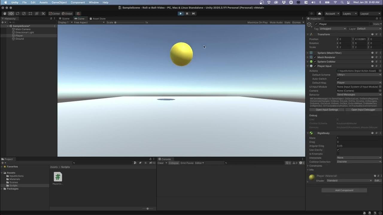 Unity: How to Add Move and Jump Actions to Roll-a-Ball game with the ...