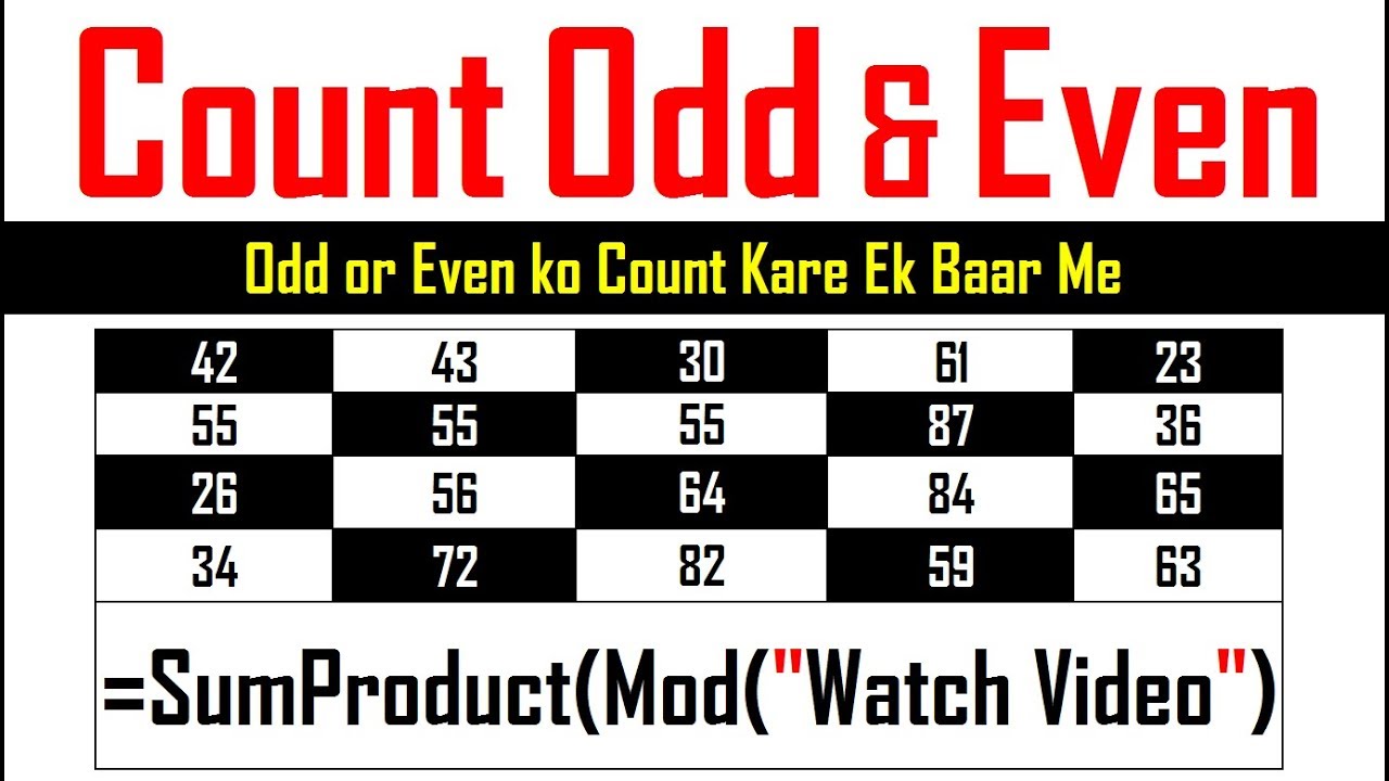 Count Odd Or Even Numbers In Excel Hindi YouTube count-odd-or-even-numbers-in-excel-hindi-youtube