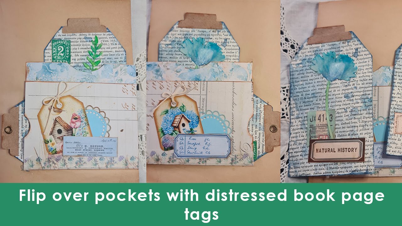 Let's Create: 4 pocket page flip over with book page and distress ink ...