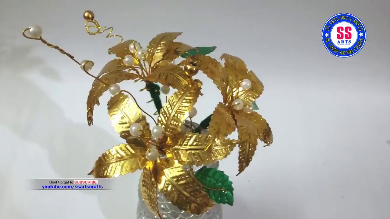 DIY How to make Golden leaves wire flowers |Room decoration |Gift idea ...