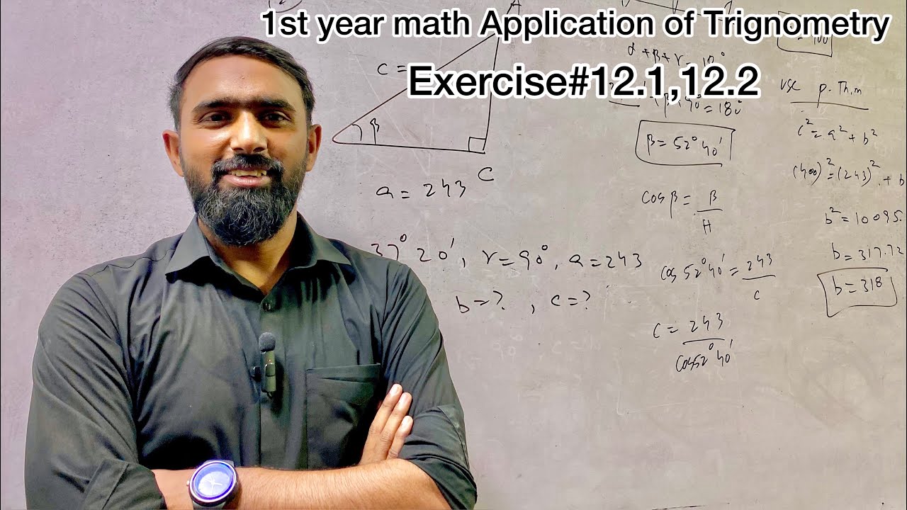 1st year math |Chapter # 12| Application of trigonometry| Exercise no ...