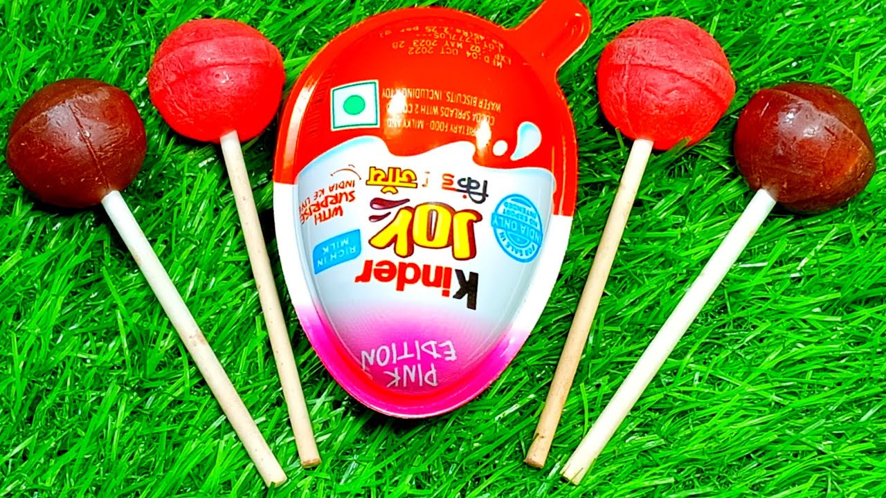 Lollipop Designs | Kinder Joy vs Rainbow Candy Lollipop Unpacking ASMR ...