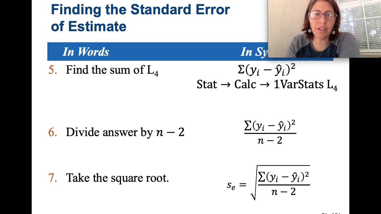 Stats 9.3 Lesson - Finding the Standard error of estimate and a ...