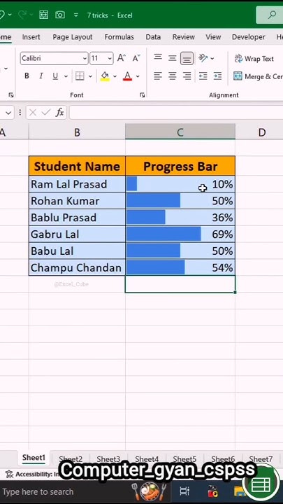 How to create progress bar in excel 😱😲 #exceltricks #excel #shorts - YouTube