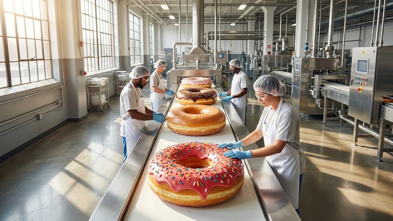 Inside the Donut Factory: From Flour to Delicious Donuts - YouTube