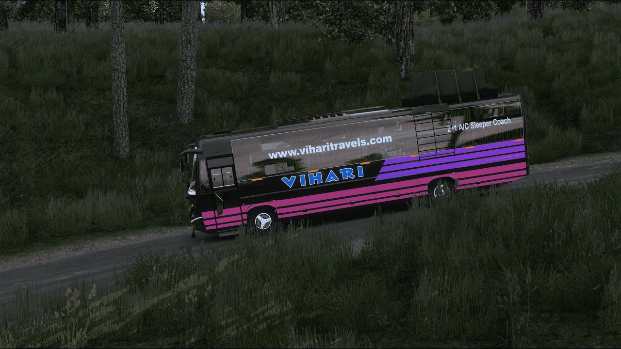ASHOK LEYLAND - VEERA V8 VIHARI BUS ON NARROW ROADS | ETS2 INDIAN BUS ...