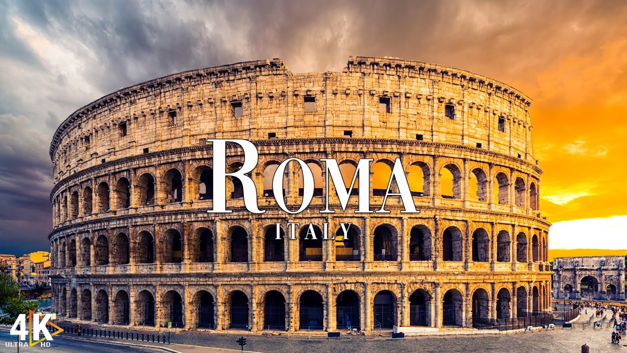 FLYING OVER ROMA (4K UHD) I Relaxing Music Along With Beautiful Nature ...