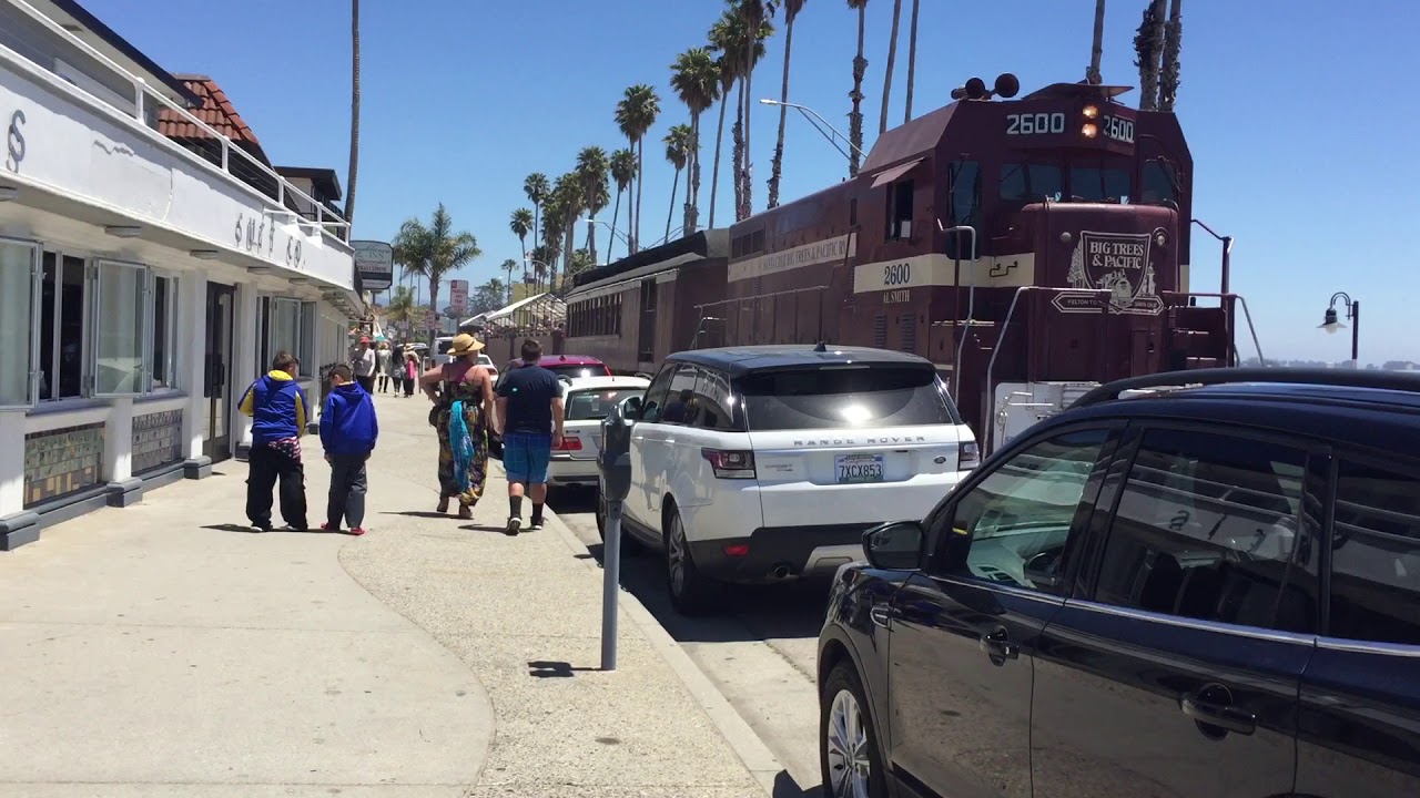 Santa Cruz beach train going through Santa Cruz - YouTube