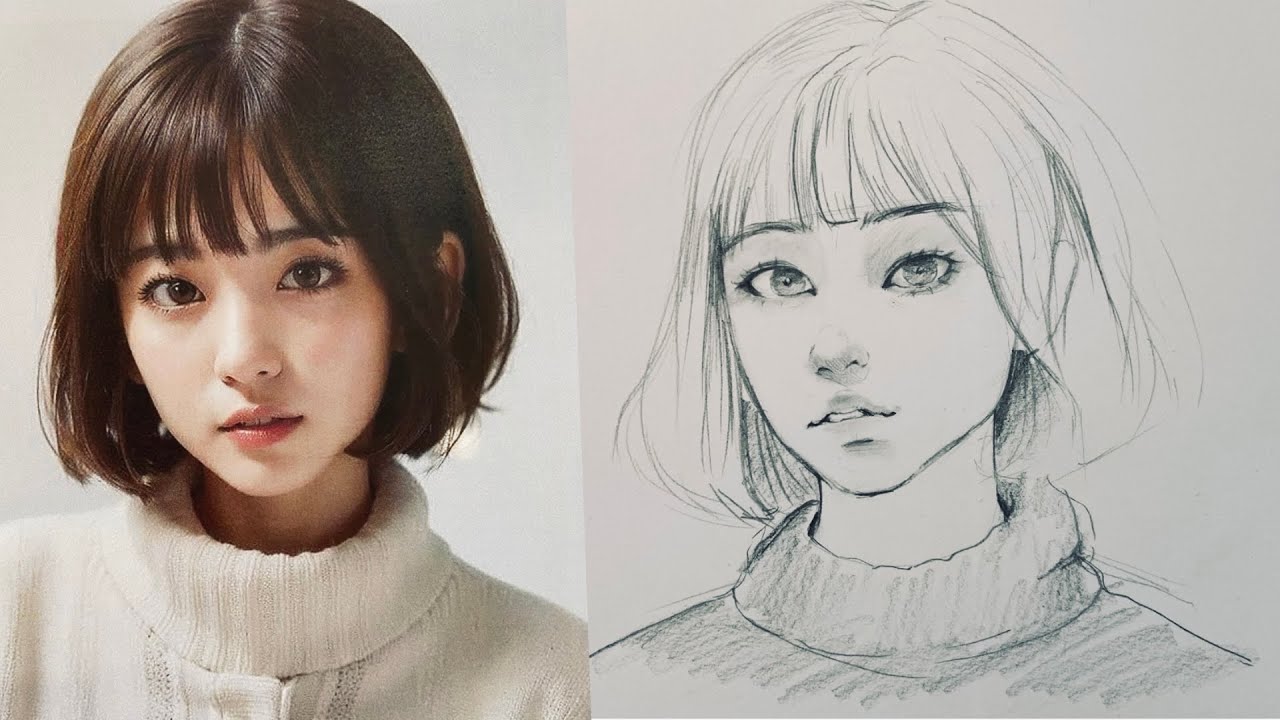 Drawing a Cute Girl Face Practice Made Easy - YouTube