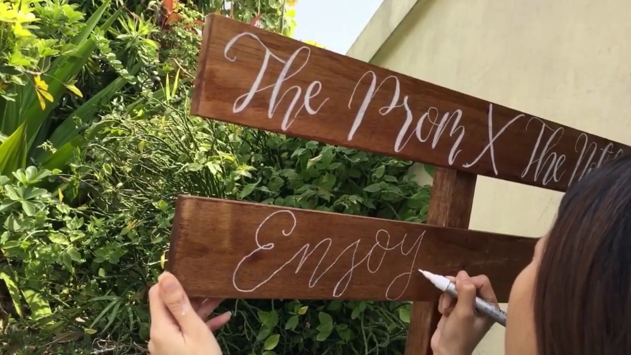 How to do Calligraphy on (wood signage) Using Paint Markers - YouTube