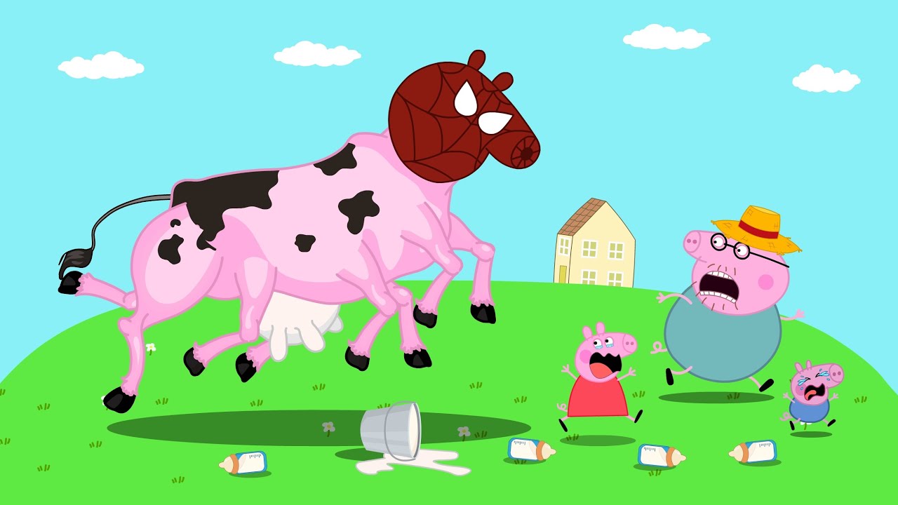 Peppa playing the game "Spider-Man's head cow"???| Peppa Pig Funny ...