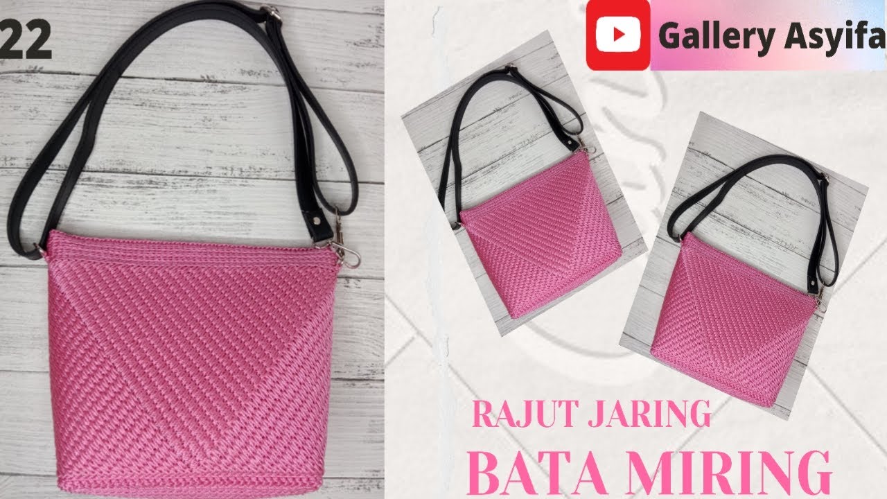 Tas Rajut Jaring Motif Bata Miring ||Ide Kado Valentine - YouTube