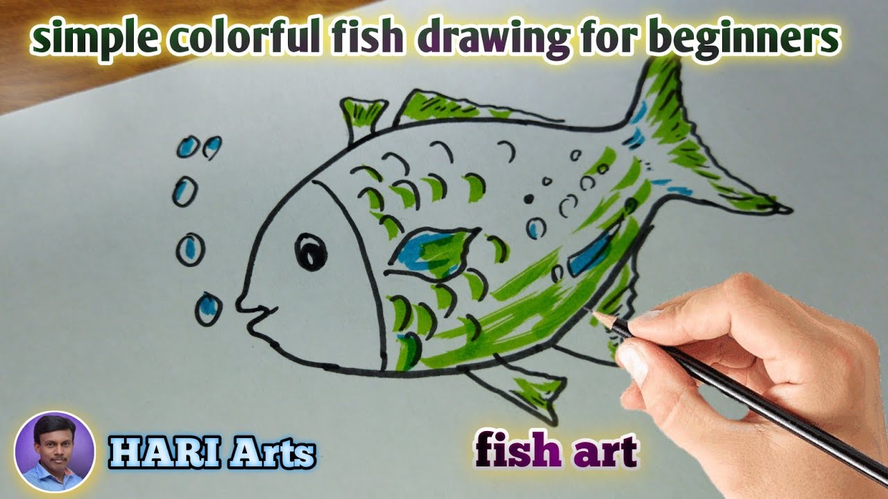 Fish drawing for beginners | simple way to draw a Fish | colourful fish ...