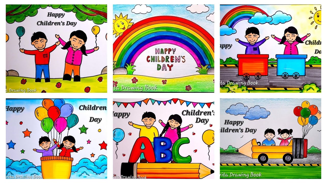 Children Day poster drawing ideas | Easy Drawing on Children's Day ...