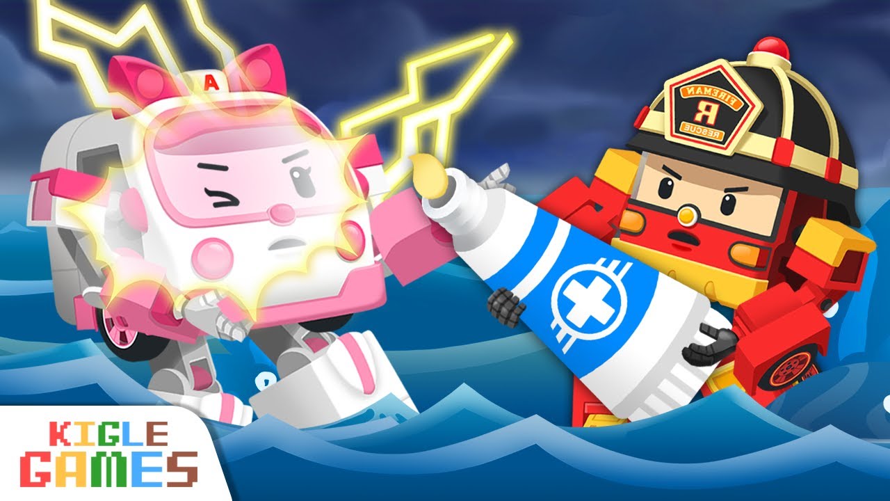 번개맞은 구급차 로봇을 치료해요 구급차 소방차 출동 로보카폴리 키글 게임 Kigle Games Youtube