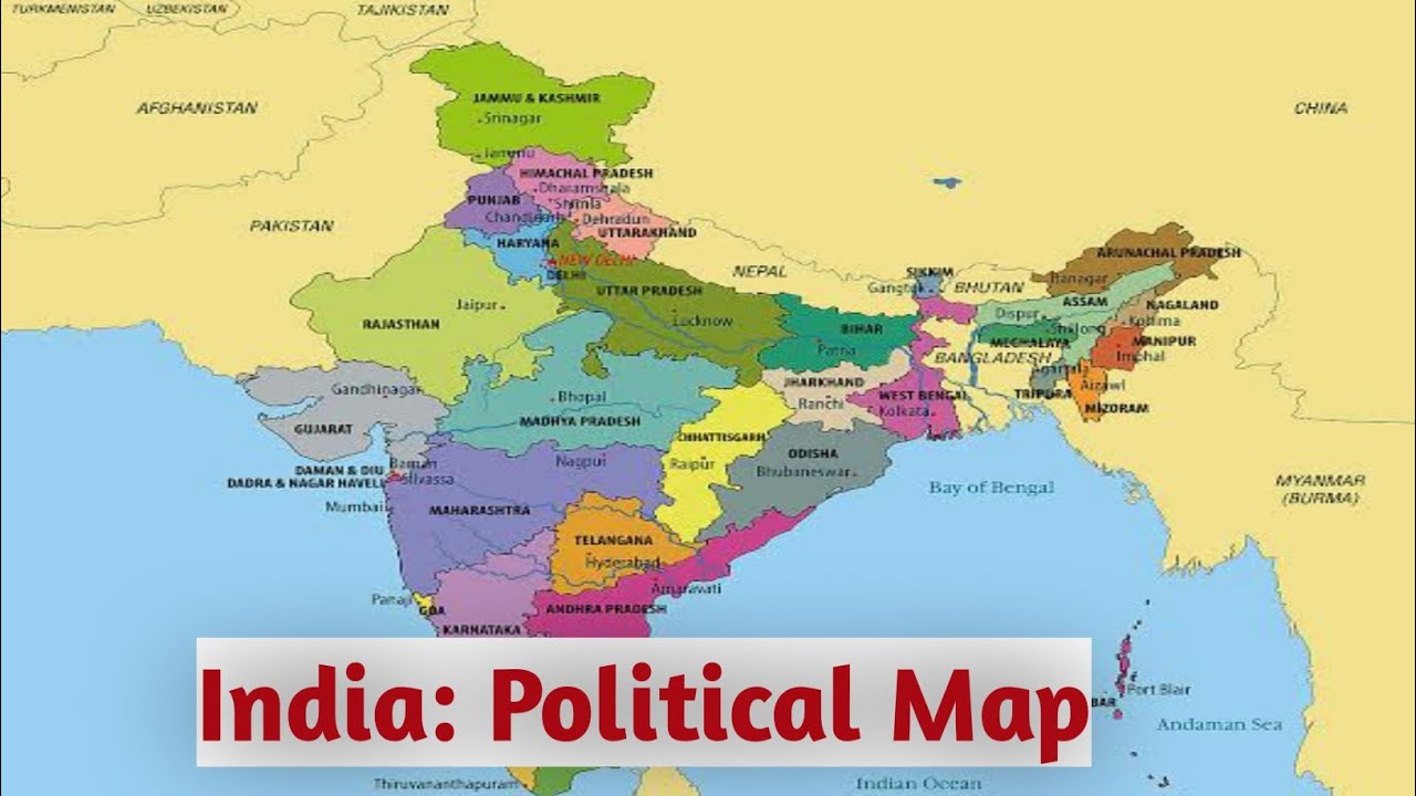 Political Map Of India || States And Their Capitals|| NCERT Class VI # ...