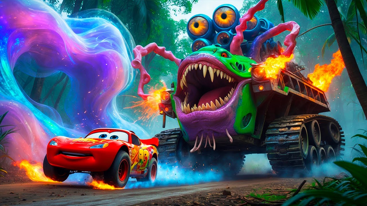 ⚠️Big & Small vs Epic Escape⚠️McQueen & Racer VS FIRE ZOMBIE MONSTER ...