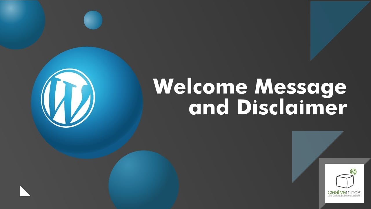 Welcome Message and Disclaimer WordPress Plugin | Tutorial - YouTube