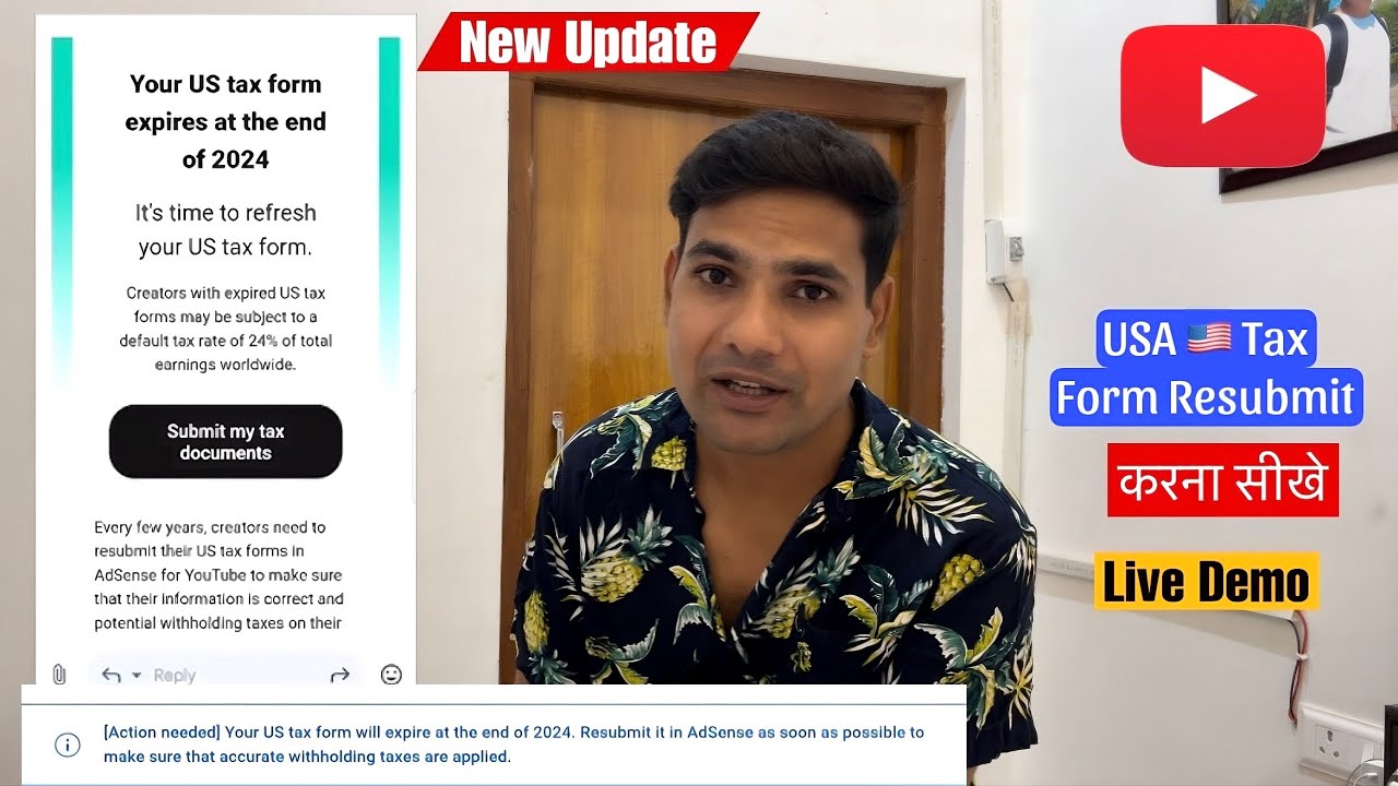Action needed] Resubmit tax information Adsense 2024 | how to resubmit ...