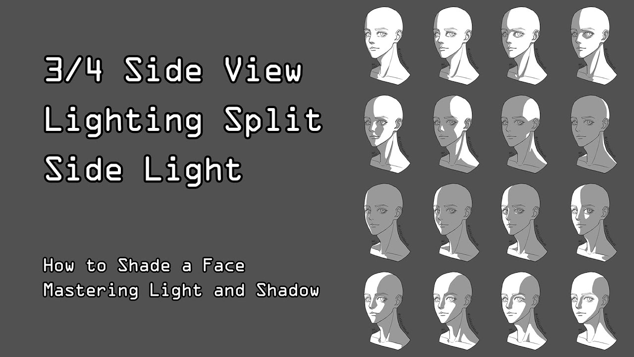 How to Shade a Face - Mastering Light and Shadow 3/4 Side View Lighting ...