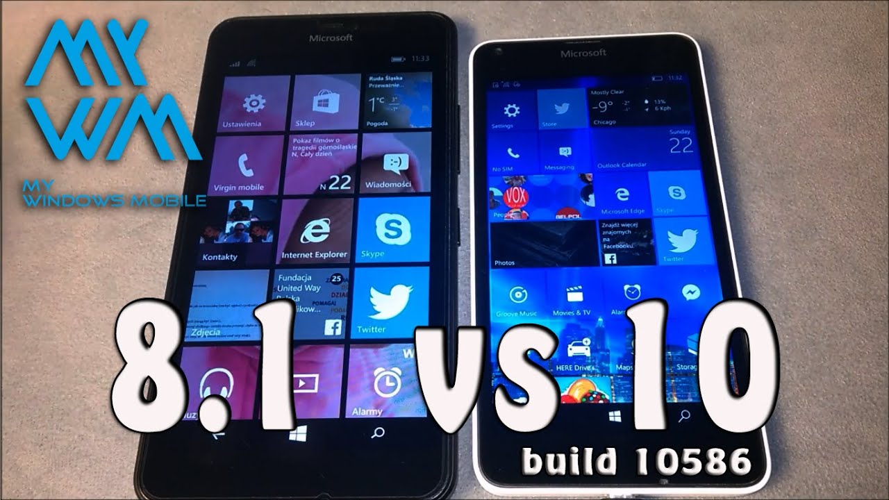 WP8.1 vs W10M (build 10586) - YouTube