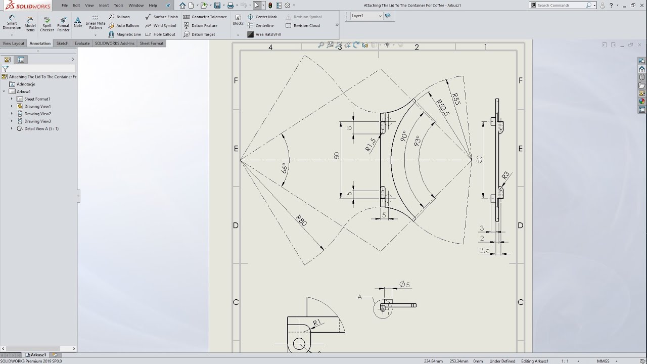SOLIDWORKS 2019 - ATTACHING THE LID TO THE CONTAINER FOR COFFEE ...