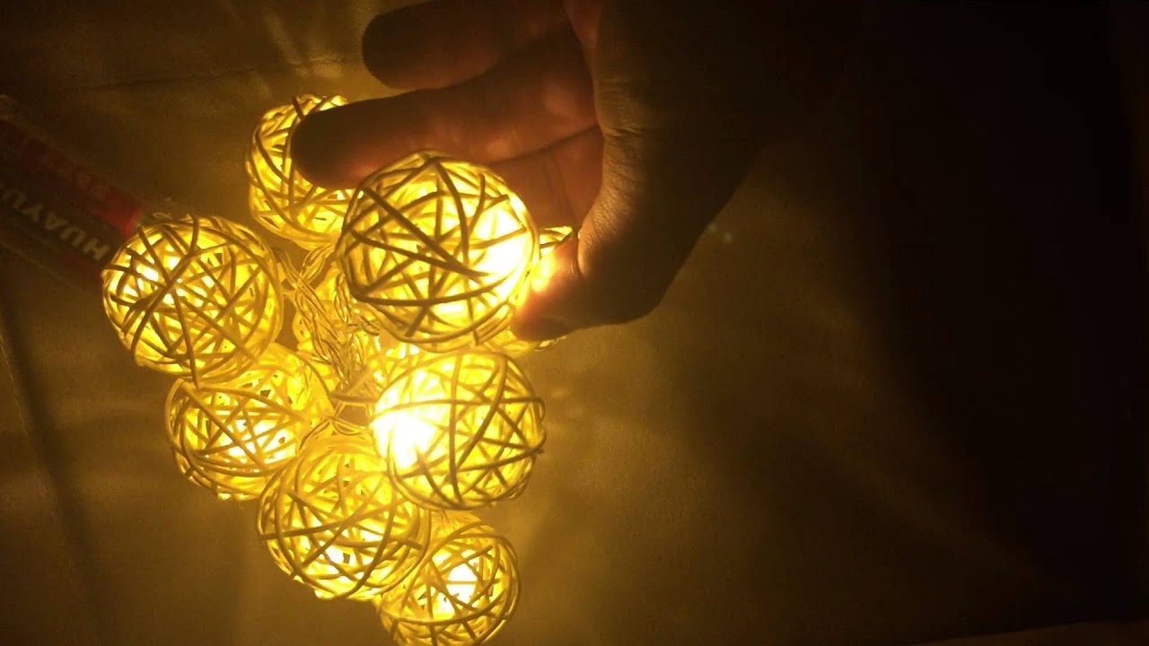 LED Wicker Balls Wedding Party String Lights Hand Weaved Rattan String ...