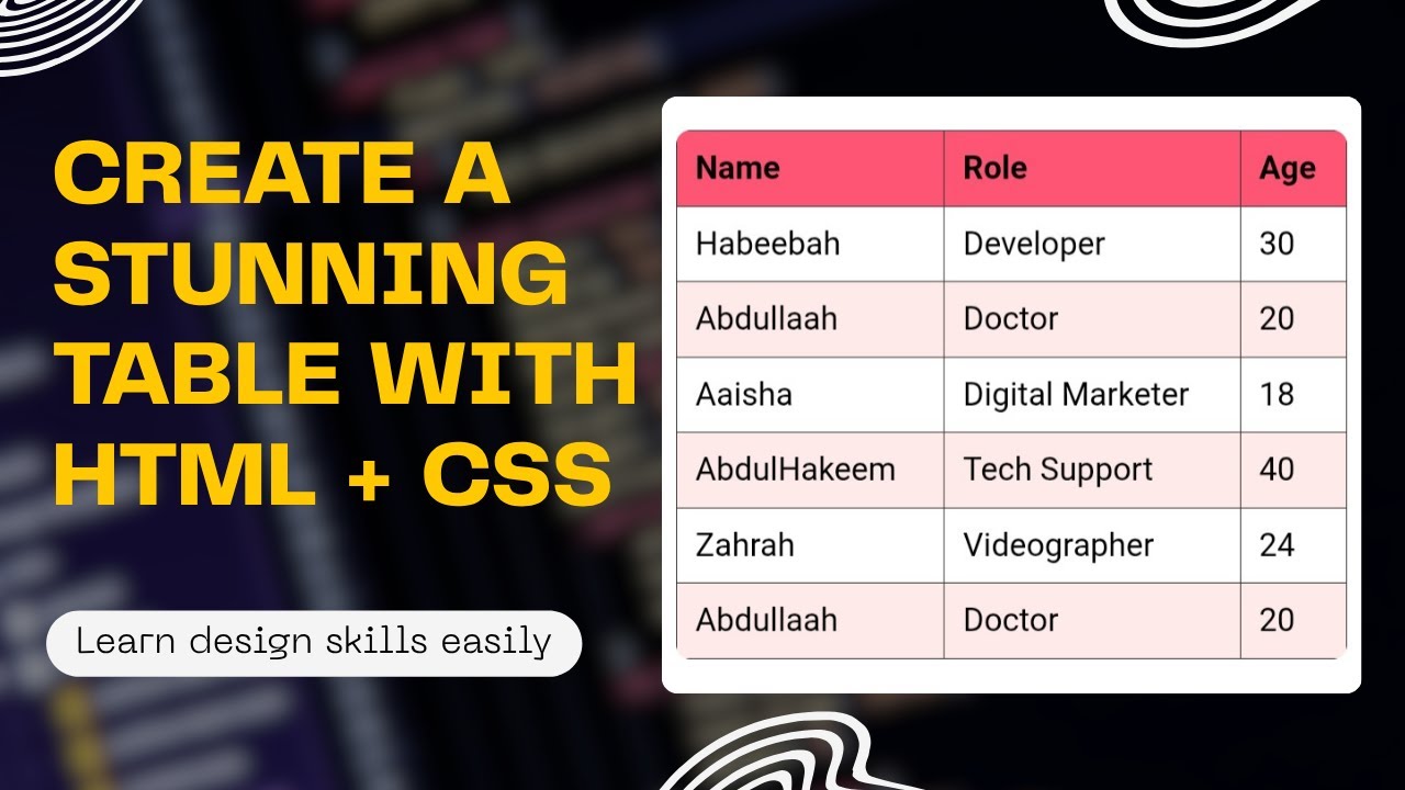 How to Create Table in HTML with Beautiful CSS Styling - YouTube