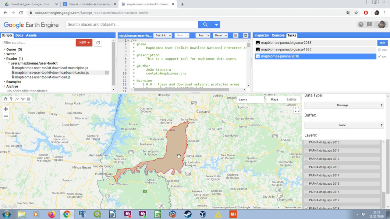 S4E3 - Baixando dados do MapBiomas via Google Earth Engine - Unidades ...