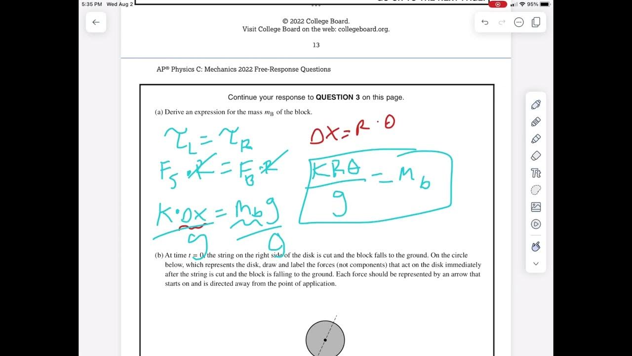 2022 Set 1 FRQ 3 AP Physics C: Mechanics - YouTube